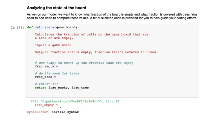 Solved Analyzing the state of the board As we run our model, | Chegg.com