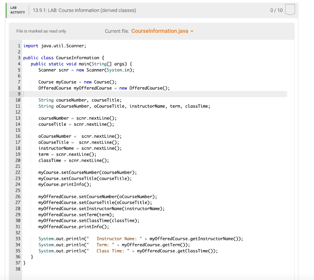 Solved Given main(), define a Course base class with methods | Chegg.com Solved Given main(), define a Course base class with methods | Chegg.com