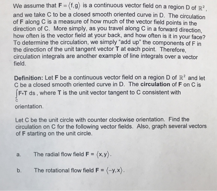 Solved We assume that F (f.g) is a continuous vector field | Chegg.com