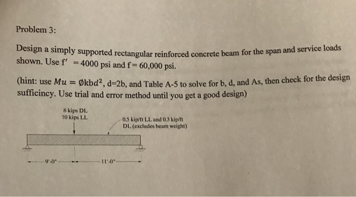 Solved Problem 3 Design a simply supported rectangular | Chegg.com
