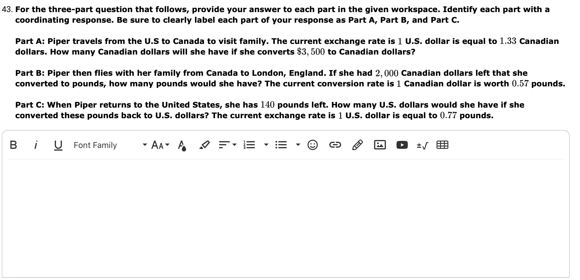 Solved 43. For the three-part question that follows, provide | Chegg.com