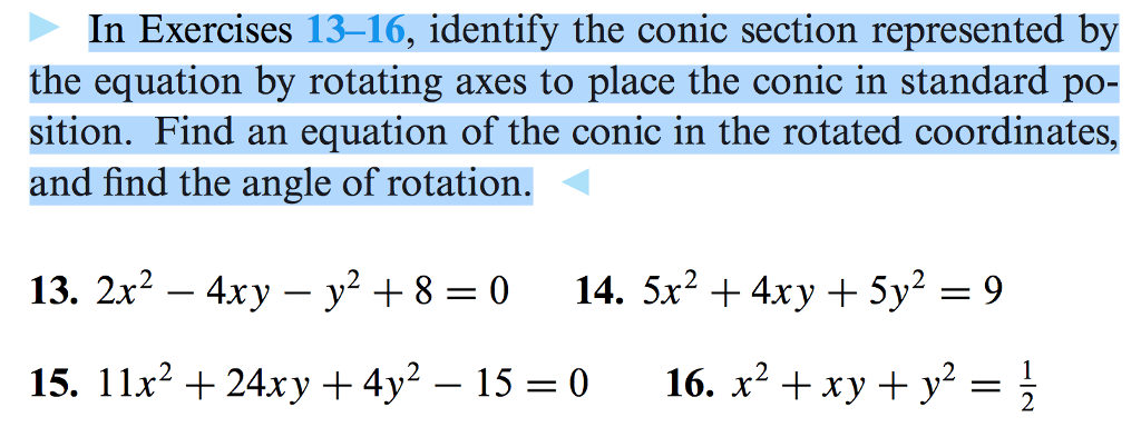 Solved In Exercises 13–16, identify the conic section | Chegg.com