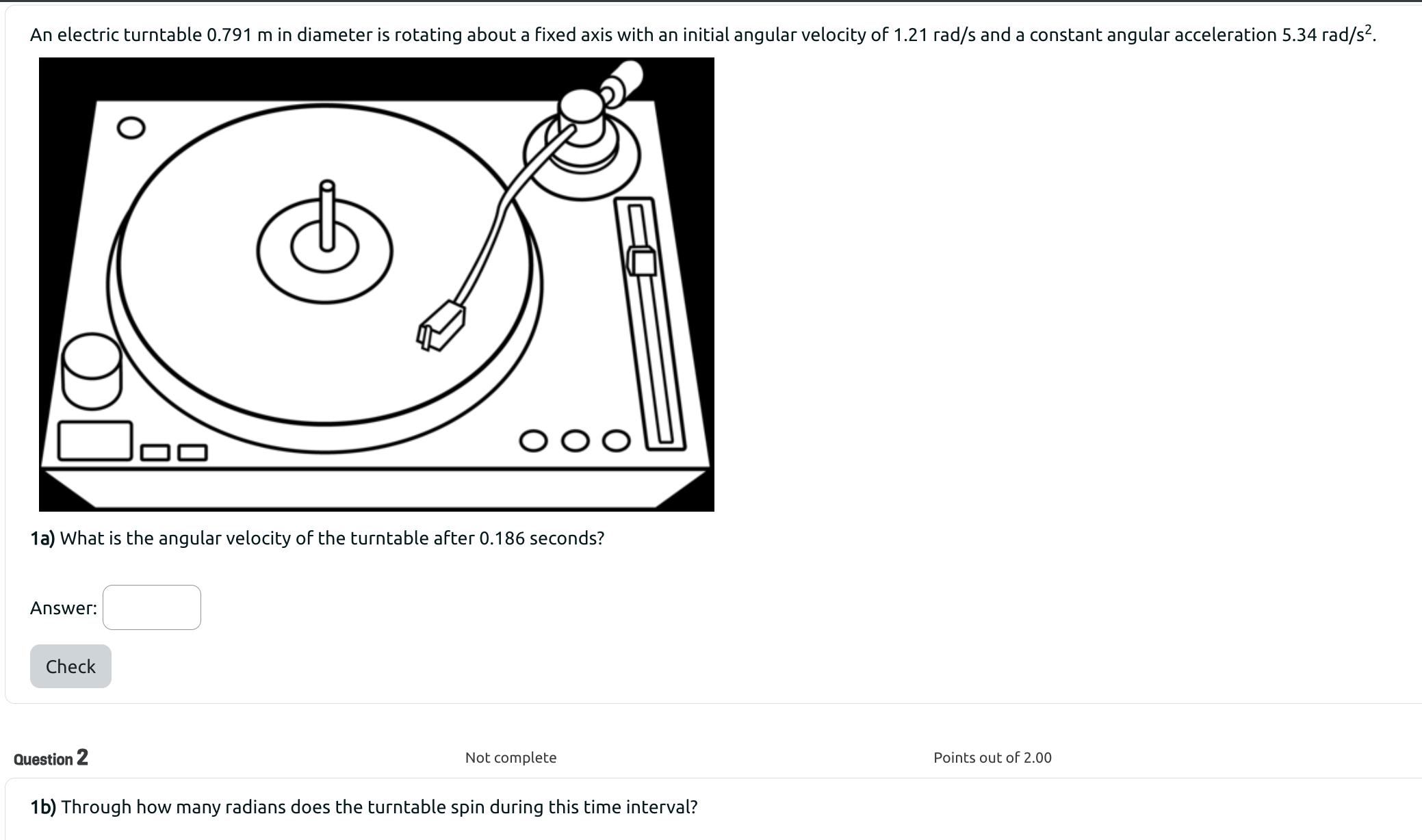 Solved 1a) What is the angular velocity of the turntable | Chegg.com