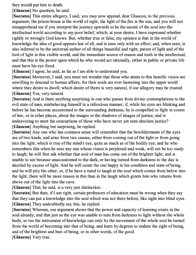 THE ALLEGORY OF THE CAVE From The Republic [Socrates] | Chegg.com