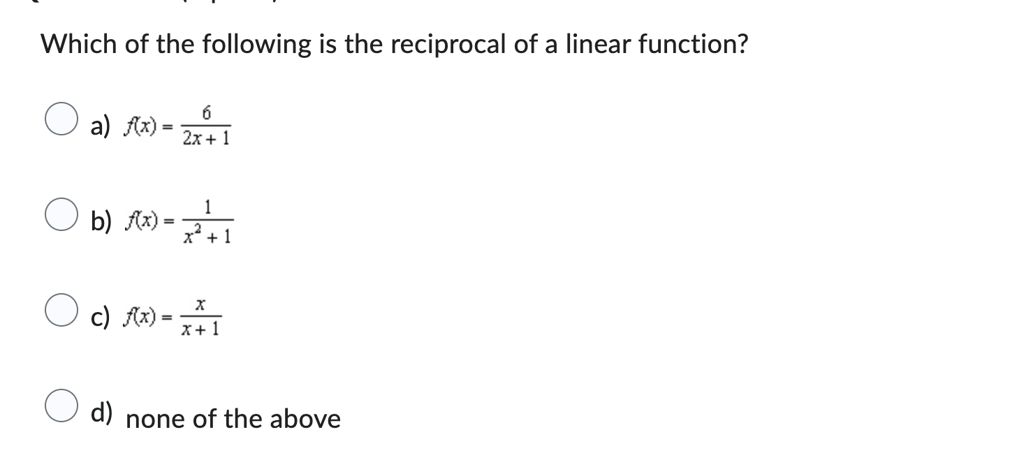 Solved Which of ﻿the following is ﻿the reciprocal of ﻿a | Chegg.com