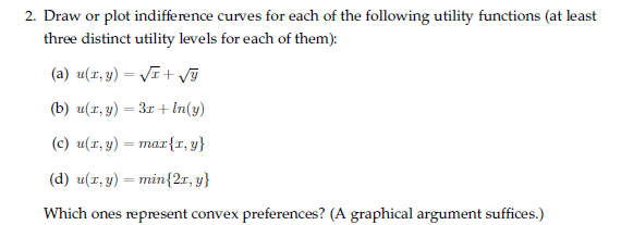 Draw or plot indifference curves for each of the | Chegg.com