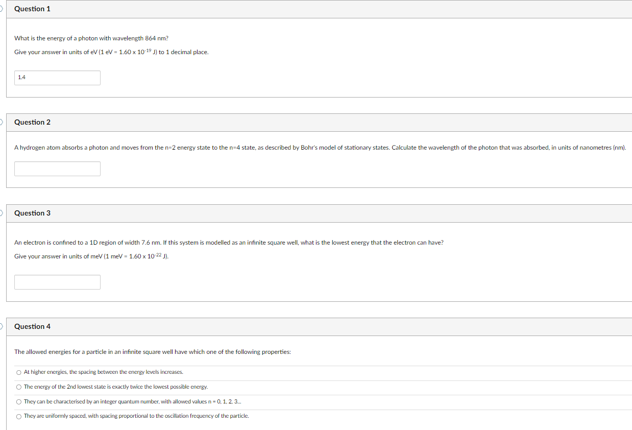 Solved What is the energy of a photon with wavelength 864 nm | Chegg.com