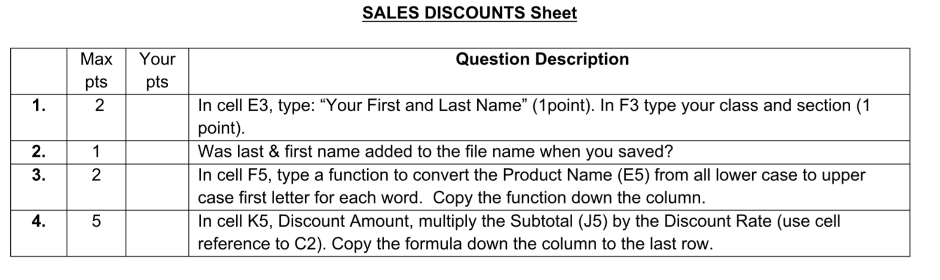 SALES DISCOUNTS Sheet \begin{tabular}{|c|c|c|l|} | Chegg.com