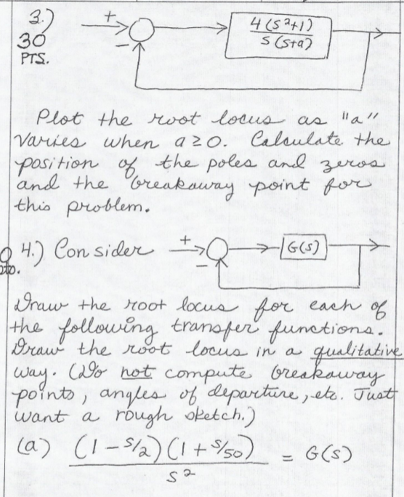 Solved Plot the root locus as "a" varies when a≥0. Calculate | Chegg.com