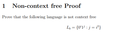 Solved 1 Non-context free Proof Prove that the following | Chegg.com