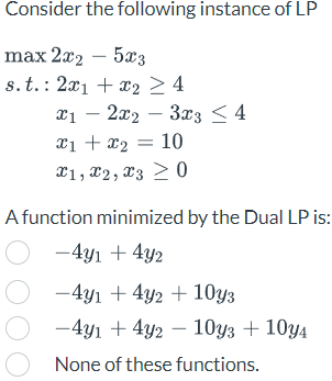 Solved Consider the following instance of LP. ﻿A function | Chegg.com
