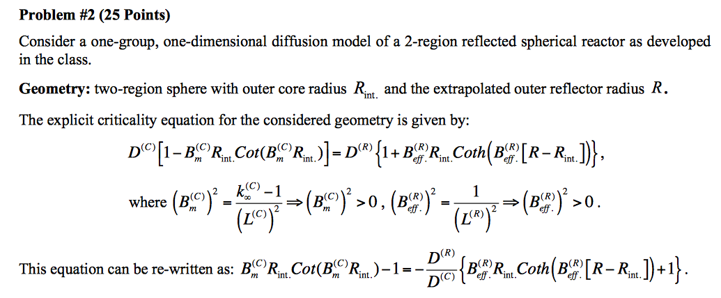 Problem #2 (25 Points) Consider a one-group, | Chegg.com