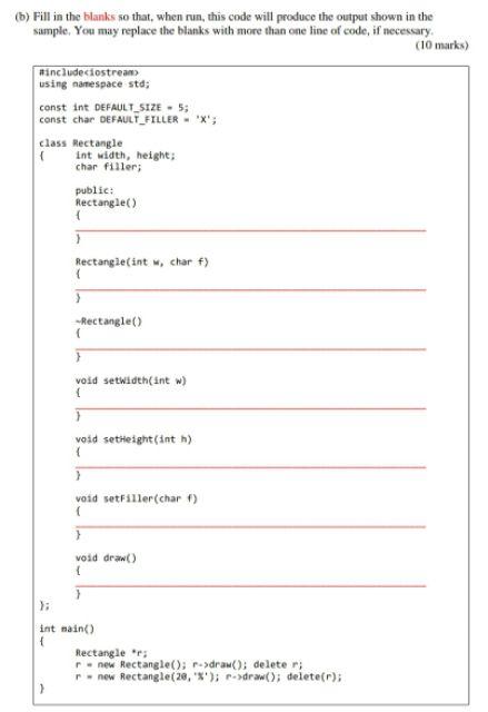 Solved (b) Fill in the blanks so that when run, this code | Chegg.com