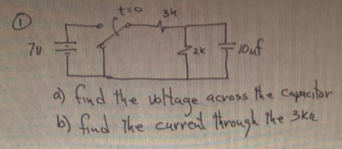 Solved \ A) Find the voltage across the capacitor B) Find | Chegg.com