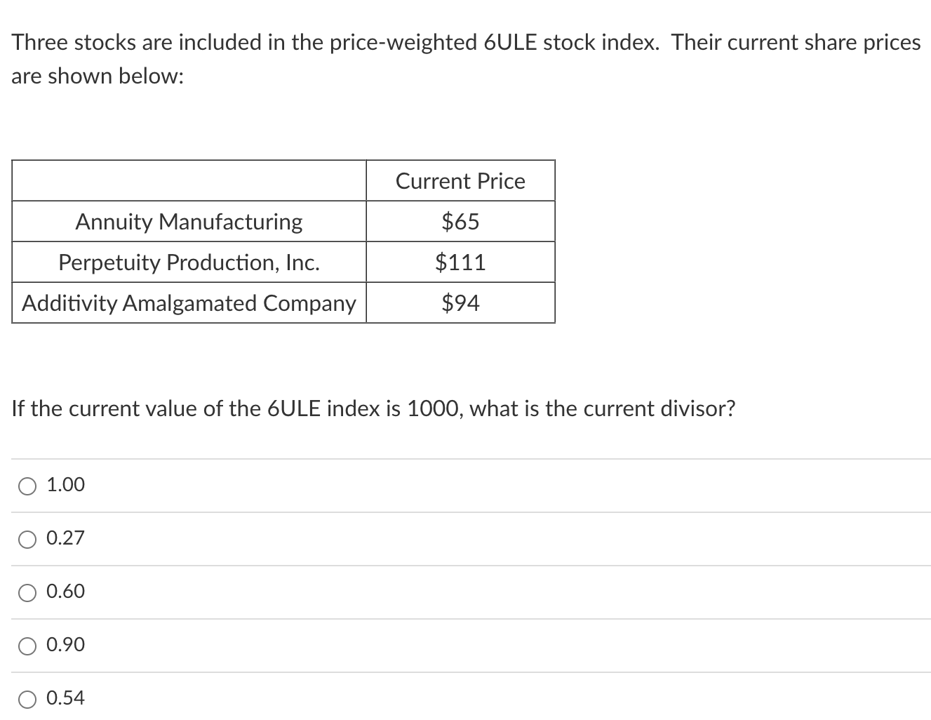 Solved Three stocks are included in the price-weighted 6ULE | Chegg.com
