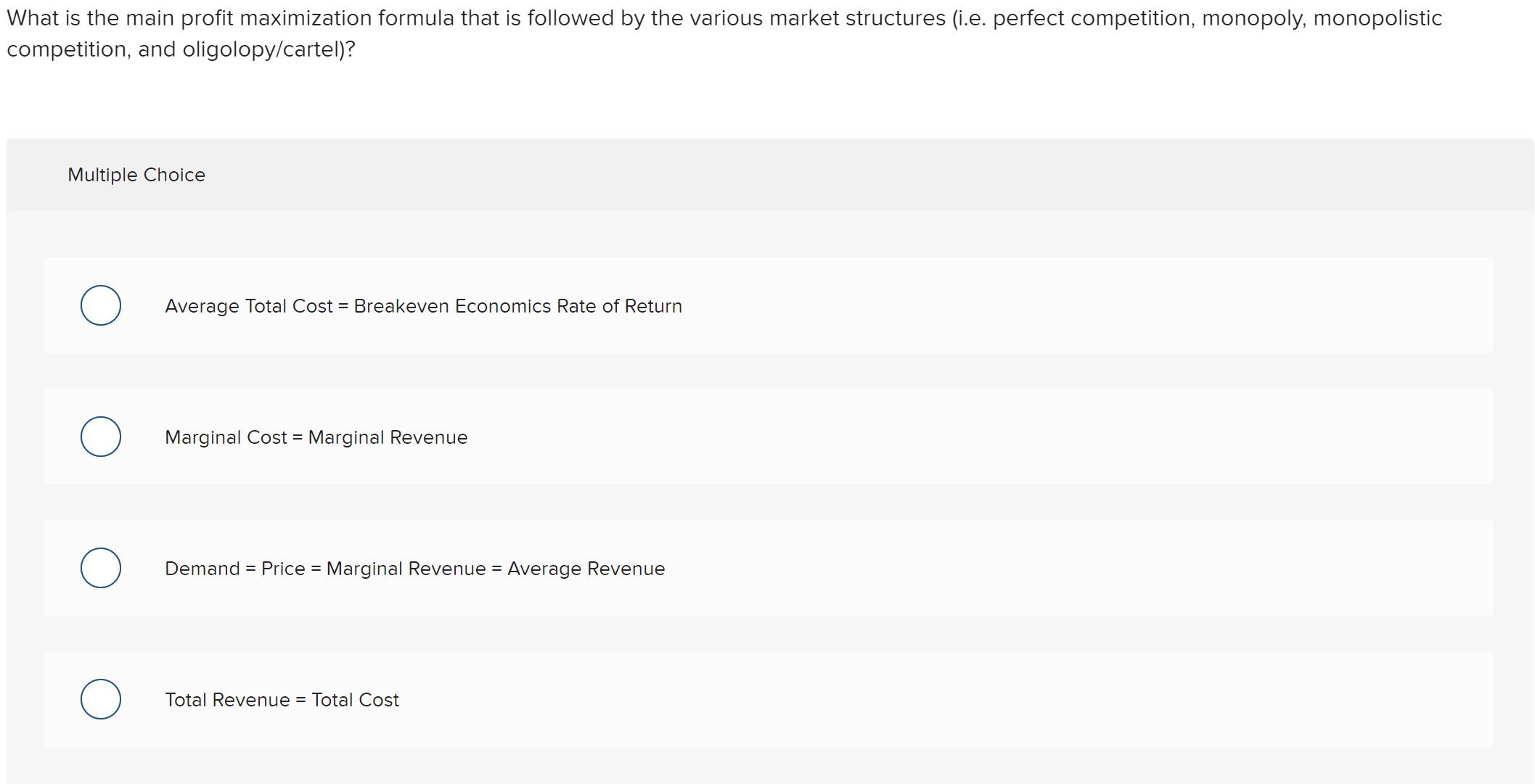 Solved What is the main profit maximization formula that is | Chegg.com