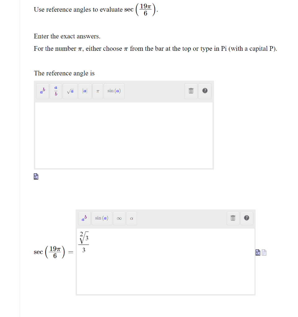 Solved Use reference angles to evaluate sec (197). Enter the | Chegg.com