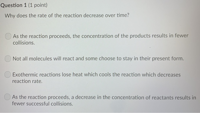 Solved Question 1 1 Point Why Does The Rate Of The Chegg