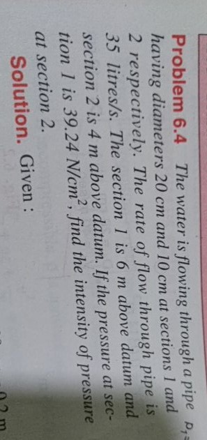 Solved Problem 6.4 The water is flowing through a pipe p, | Chegg.com