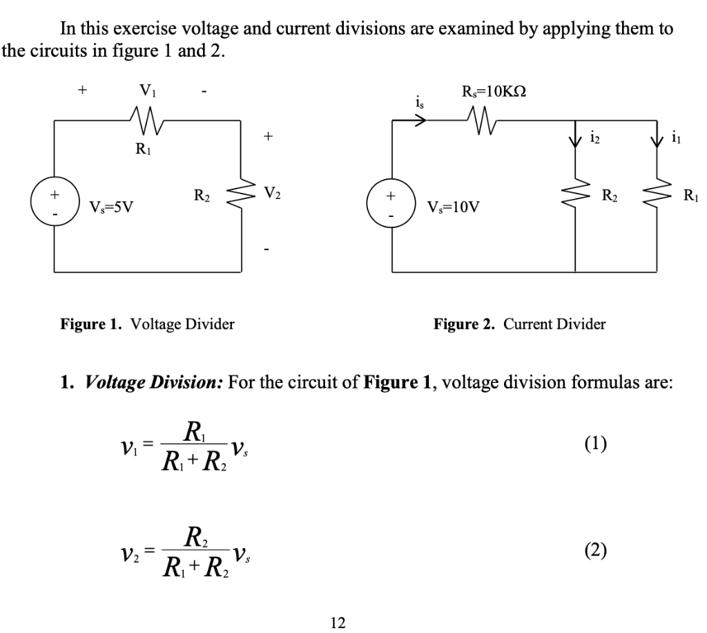 Solved In this exercise voltage and current divisions are | Chegg.com