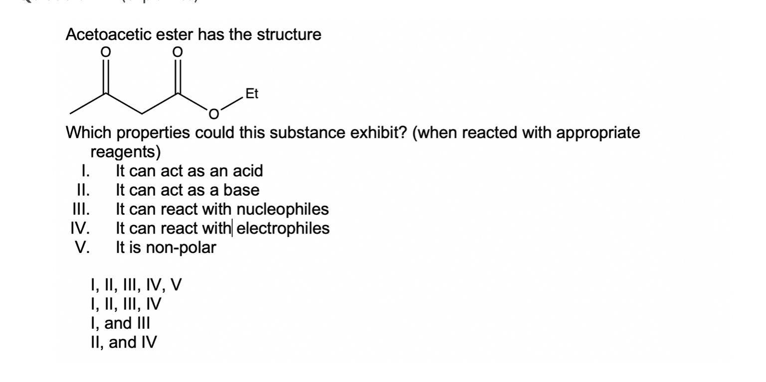 Solved Acetoacetic ester has the structure Et Which | Chegg.com