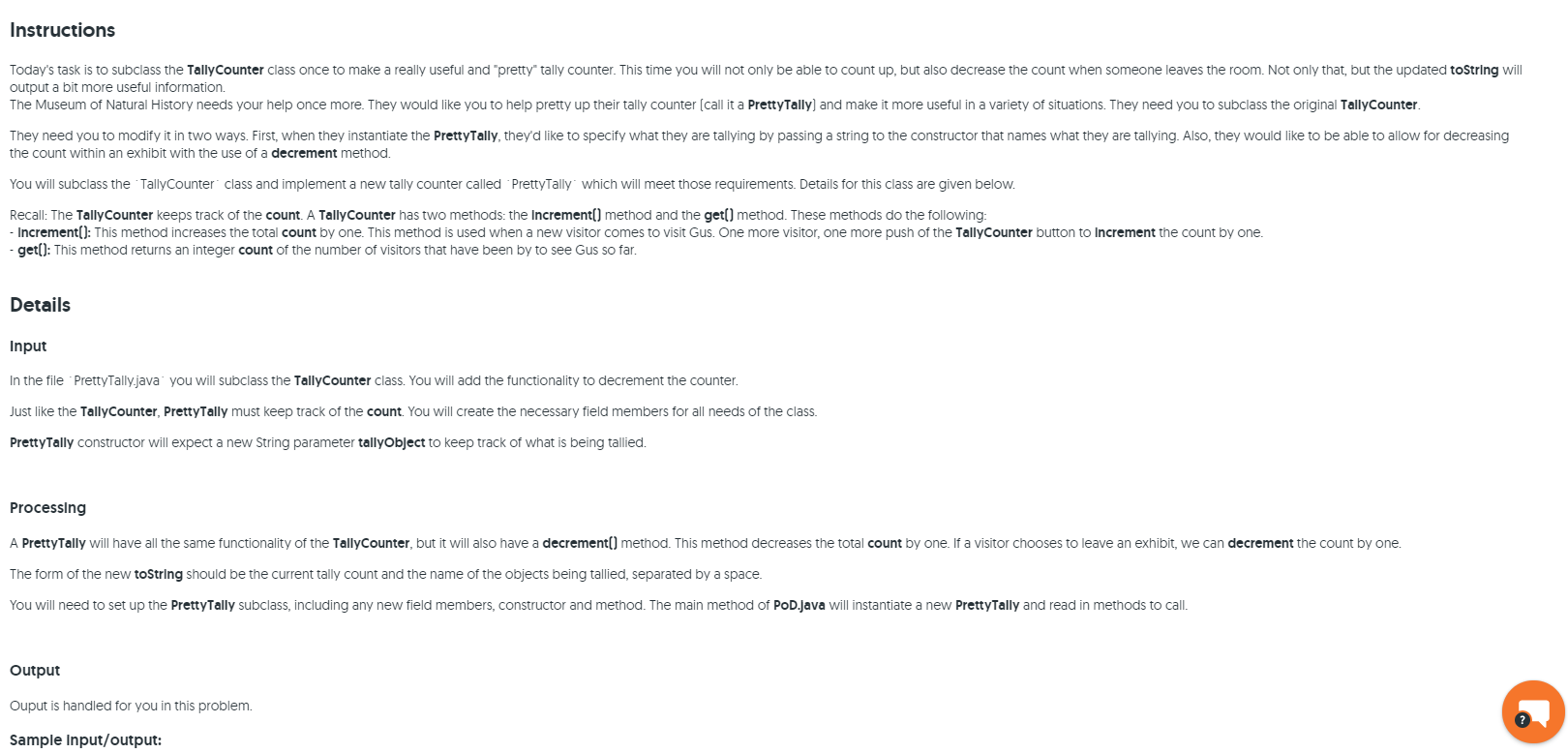 Solved Instructions Today's task is to subclass the | Chegg.com
