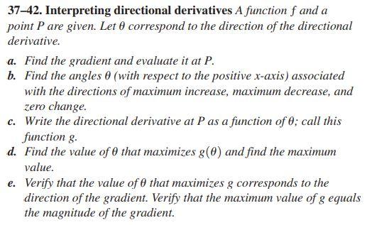 Solved 37-42. Interpreting directional derivatives A | Chegg.com