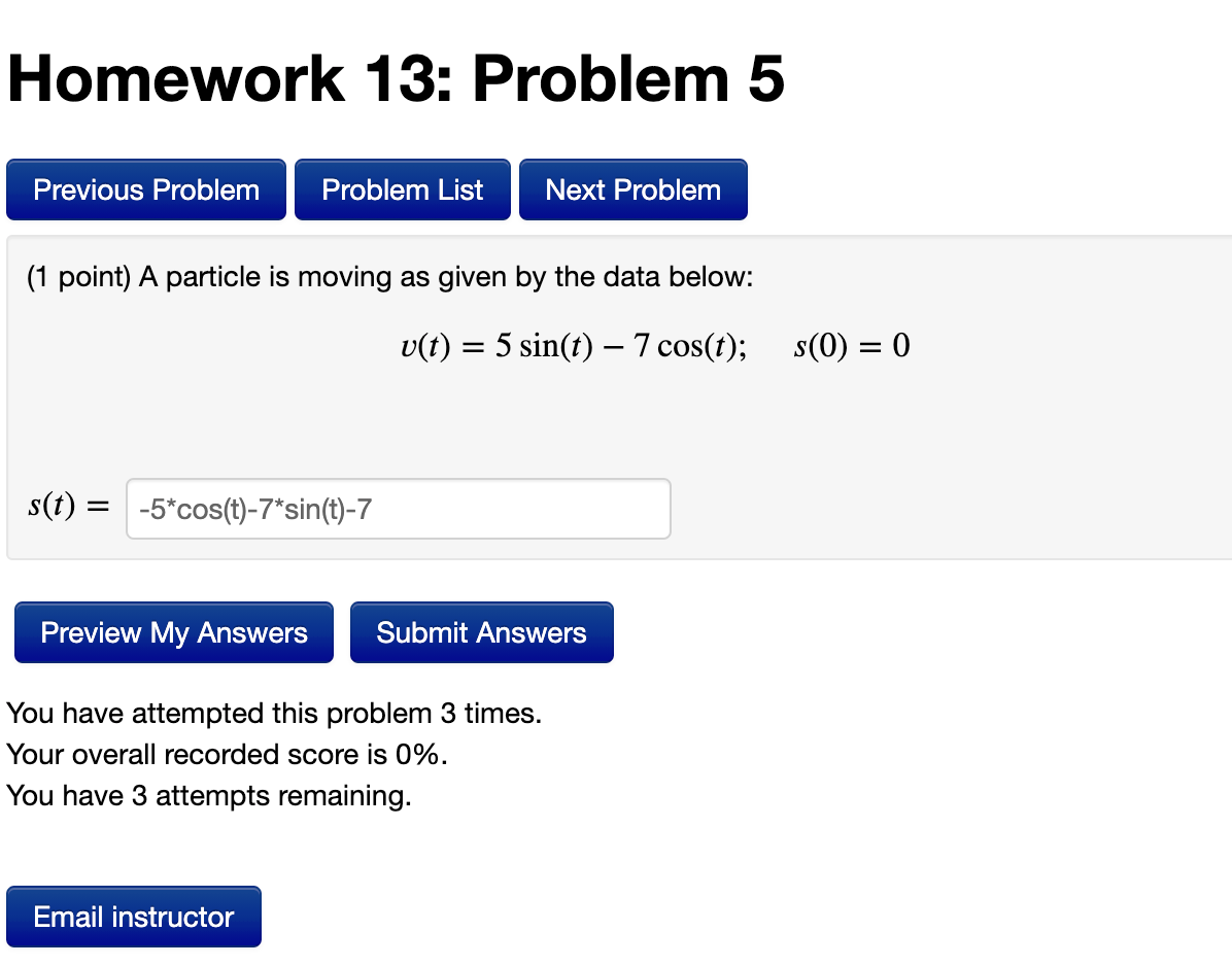 Solved Homework 13 Problem 4 Previous Problem Problem List 9617