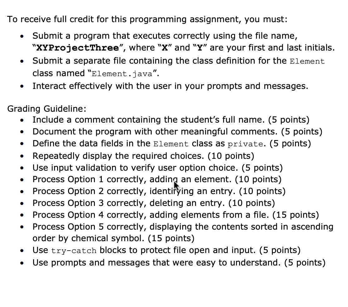 Solved Project Three, HashMap Menu Program Define a class | Chegg.com
