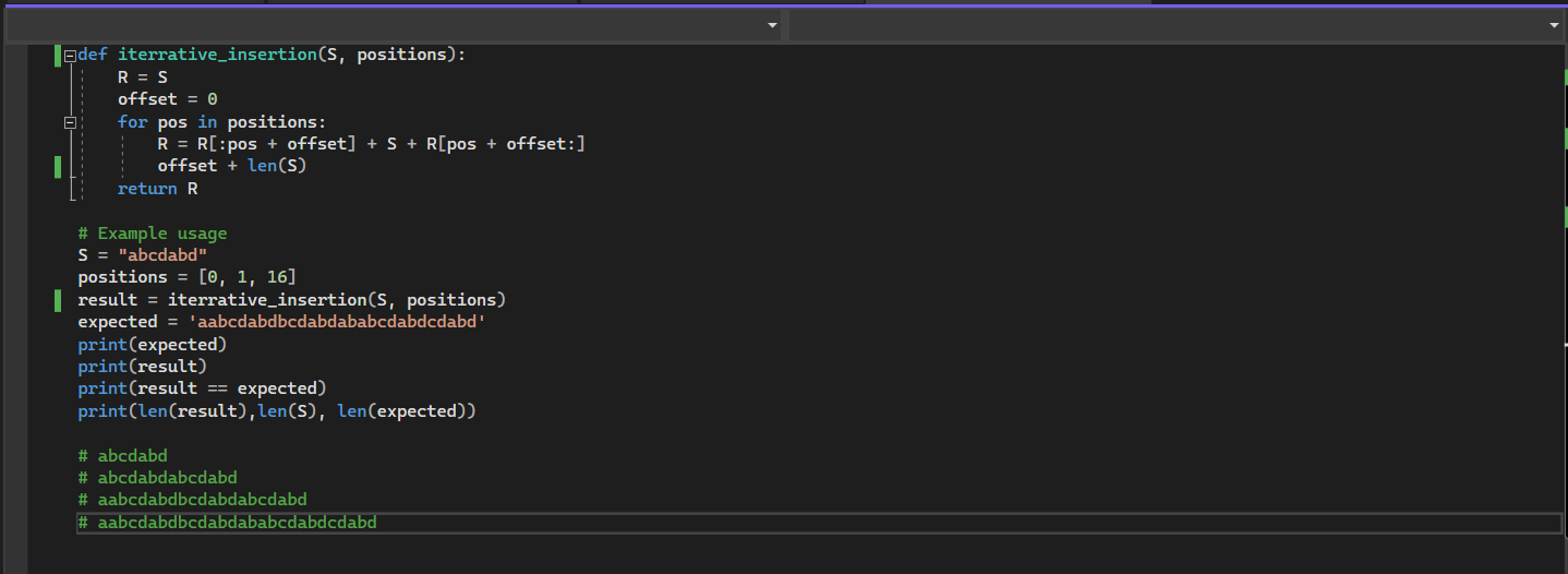 Solved def iterrative_insertion(S, positions): R=S offset =0 | Chegg.com