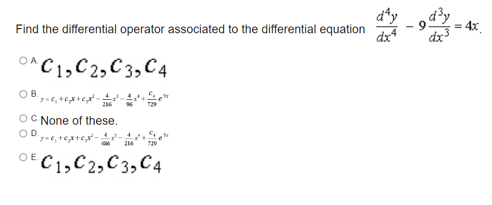 Solved Find the differential operator associated to the | Chegg.com