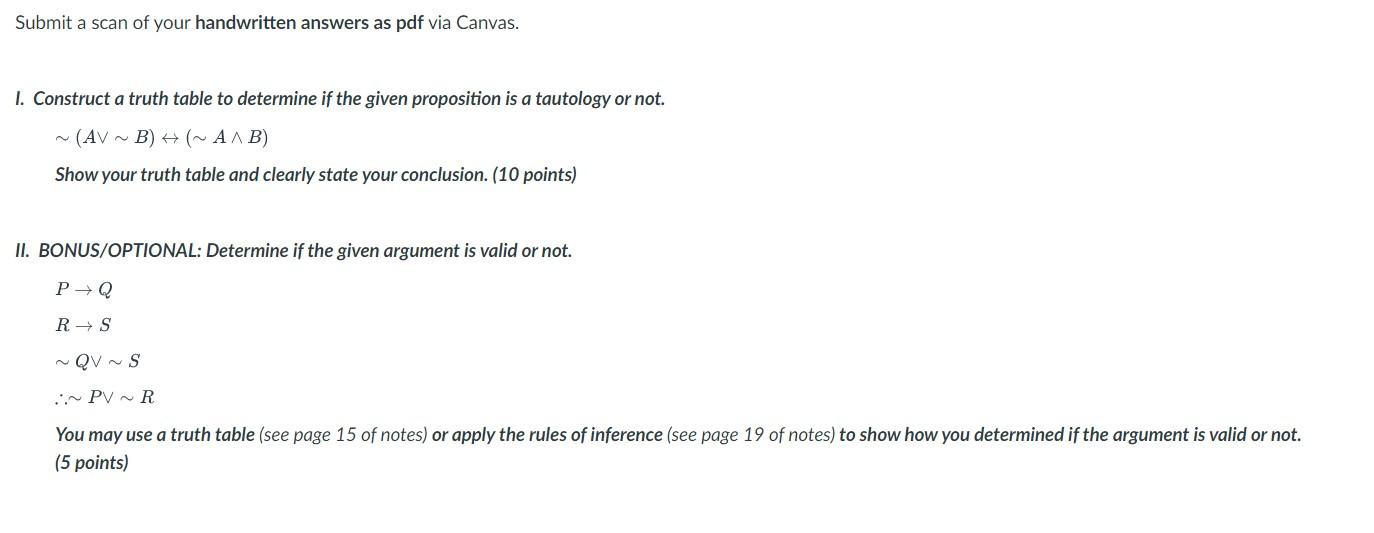 Solved Submit a scan of your handwritten answers as pdf via | Chegg.com