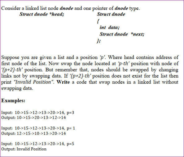 Solved Consider a linked list node dnode and one pointer of | Chegg.com