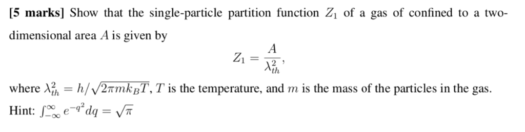 5 marks] Show that the single-particle partition | Chegg.com