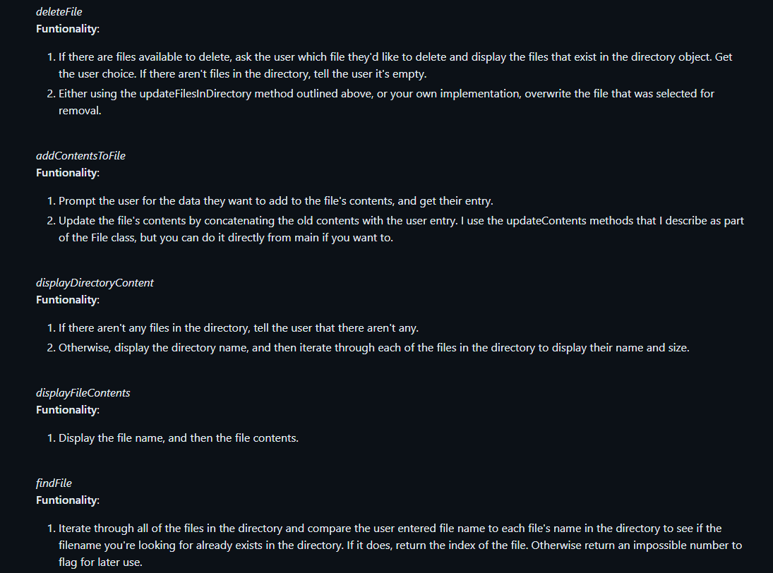 Solved 1. You will simulate directory and file data | Chegg.com
