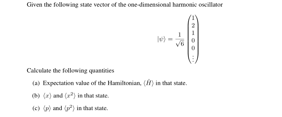 Solved Given the following state vector of the | Chegg.com