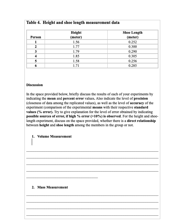 Solved Relationship between height and shoe length To | Chegg.com