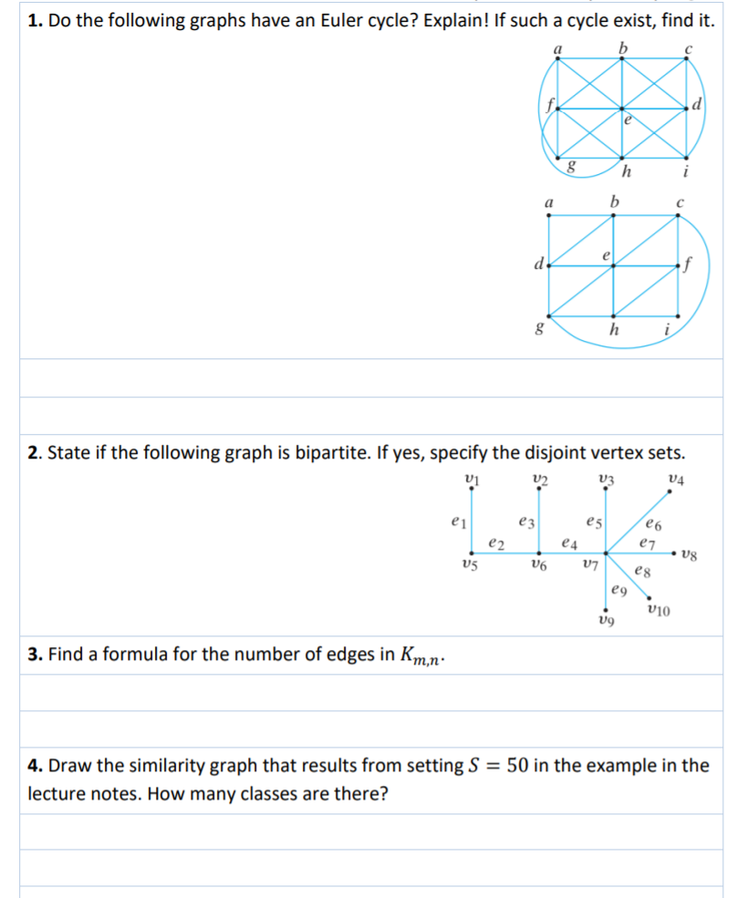 Solved 1. Do the following graphs have an Euler cycle? | Chegg.com