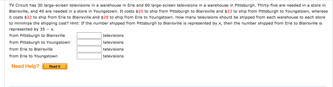 Solved TV Circuit has 30 large-screen televisions in a | Chegg.com