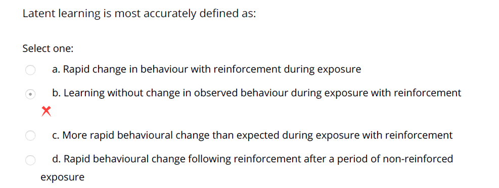 Solved Latent learning is most accurately defined as: Select | Chegg.com