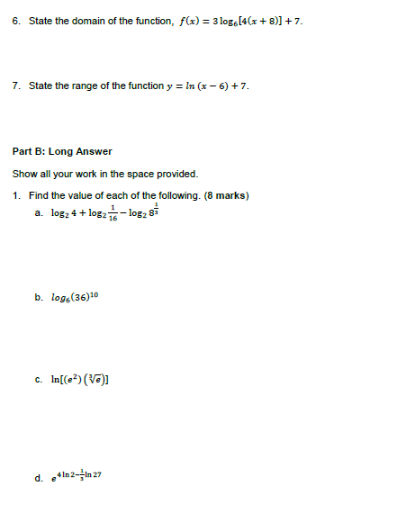 Solved 1. Solve for x in the following: log, 128 = 7. 2. | Chegg.com