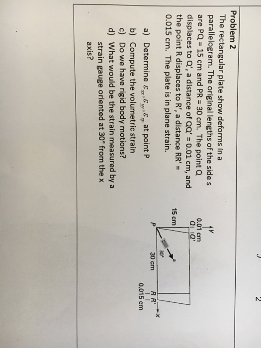 Solved The rectangular plate shown deforms in a | Chegg.com
