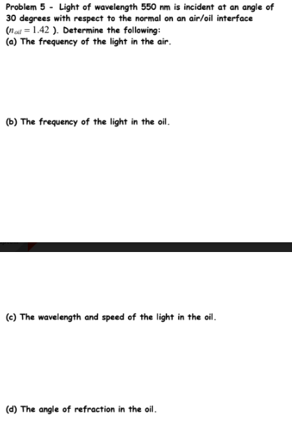 Solved Basic Optic Physics Algebra Based. Will upvote | Chegg.com