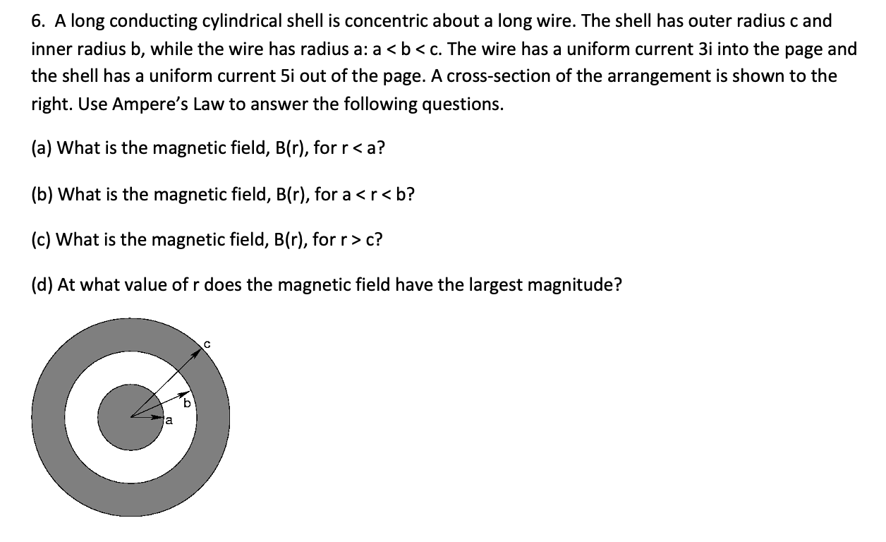 Solved 6. A long conducting cylindrical shell is concentric | Chegg.com