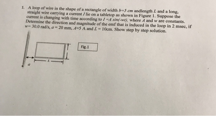 Solved 1. A loop of wire in the shape of a rectangle of | Chegg.com