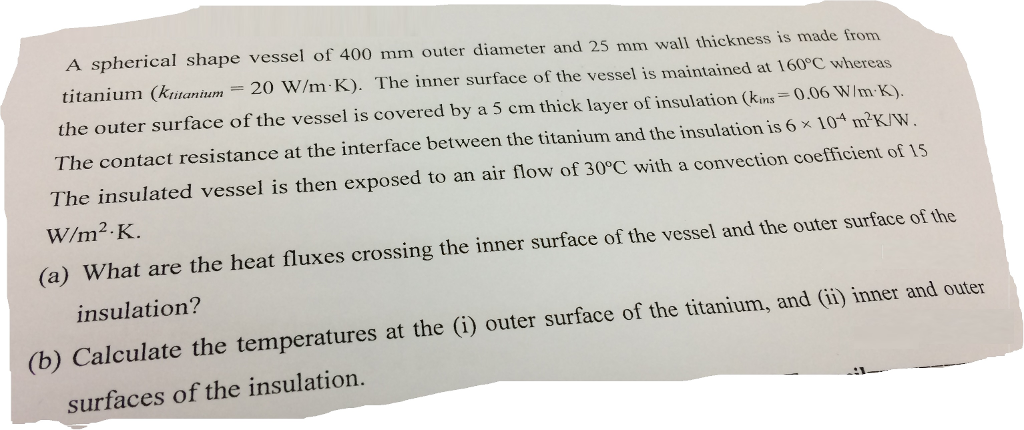 Solved A spherical shape vessel of 400 mm outer diameter and | Chegg.com