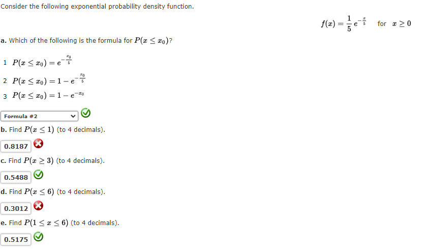 Solved Consider the following exponential probability | Chegg.com