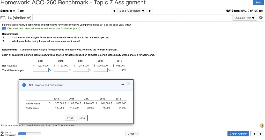 Solved Save Homework Acc 260 Benchmark Topic 7 Assignment
