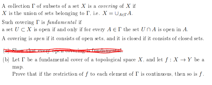 Solved A collection Γ of subsets of a set X is a covering of | Chegg.com
