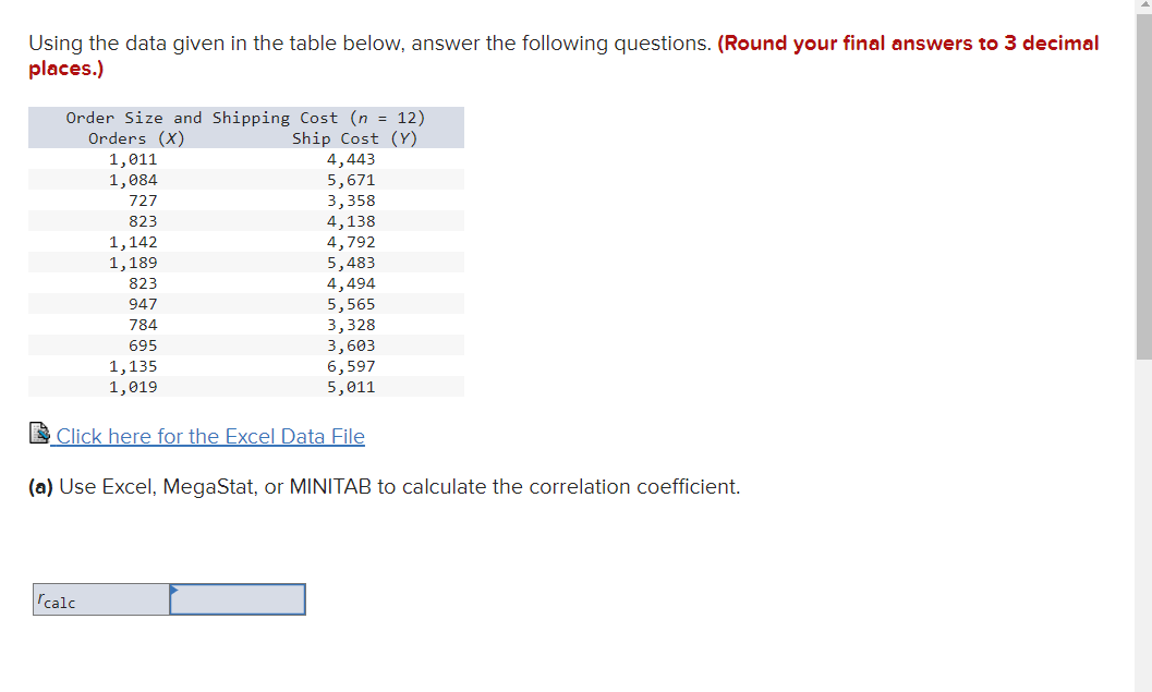 Solved Using the data given in the table below, answer the | Chegg.com